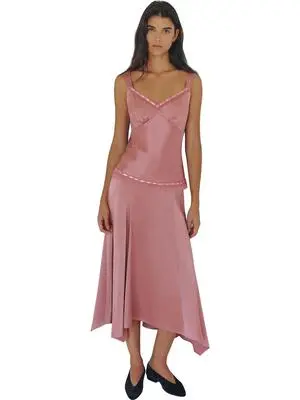REFORMATION Mccall Silk Skirt - Pink