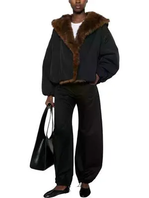 ELEH Faux Fur Trim Hooded Jacket - Black