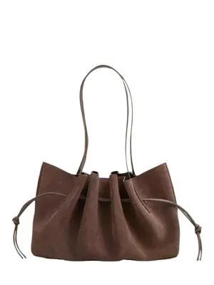 Yuzefi Scallop Suede Shoulder Bag - Brown