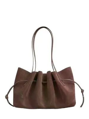 Yuzefi Scallop Suede Shoulder Bag - Brown