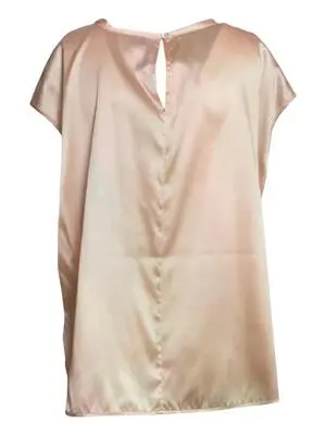 SOLOTRE Satin Finish Short Sleeve Blouse - Pink