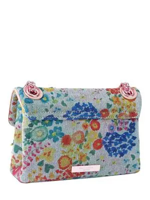 KURT GEIGER Bead-embellished Floral-print Shoulder Bag