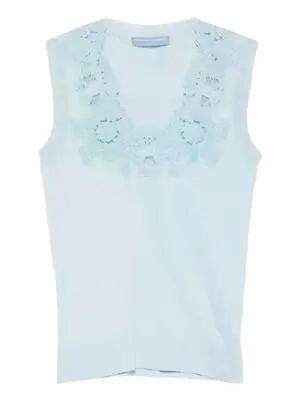 Ermanno Scervino Lace-trimmed Sleeveless Tank Top - Blue