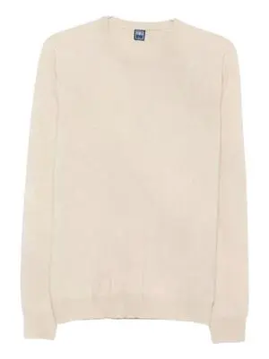 Fedeli Crew Neck Fine Knit Long Sleeve Sweater - Neutrals
