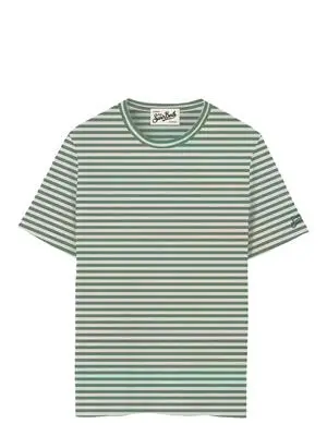 MC2 SAINT BARTH Striped Logo-embroidered T-shirt - Green