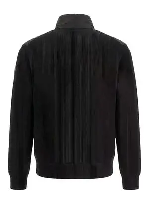 Moncler Padded Rib-knit Cardigan With Technical Front Panel - Black