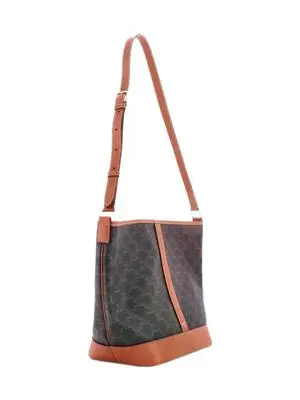 Celine Triomphe Coated Canvas Medium Bucket Bag - Brown