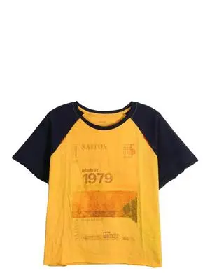 SAITOS Graphic-print Raglan-sleeve T-shirt - Yellow