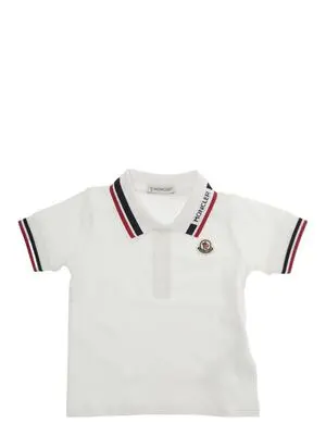Moncler Collared Short-sleeved Polo Shirt White