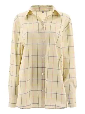 TOTEME Totême Windowpane Printed Long Sleeved Shirt White