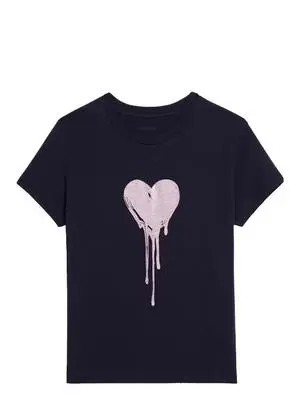 ZADIG&VOLTAIRE Blue Zadig  Voltaire Walk Heart Embellished T-Shirt