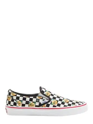 Valentino Garavani X Vans Slip-on Sneakers With Le Chat De La Maison And Vlogo Checkerboard Print - White