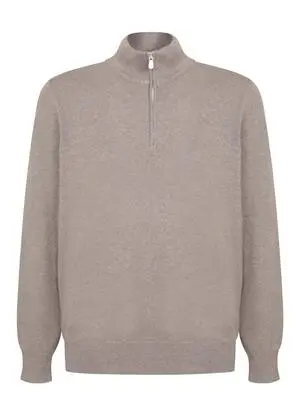 Brunello Cucinelli Funnel-neck Knitted Polo Shirt - Beige