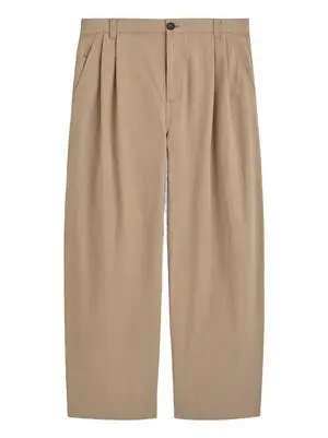 Cos Cotton Relaxed-fit Barrel-leg Utility Pants - Beige