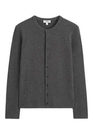 Cos Slim Ribbed Cotton Cardigan - Gray