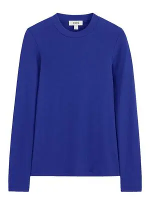 Cos COS Crepe-Jersey Long-Sleeved T-Shirt Blue