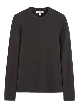 Cos COS Crepe-Jersey Long-Sleeved T-Shirt Brown