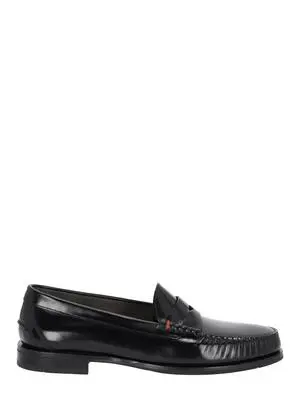 Santoni Penny Almond Toe Loafers - Black