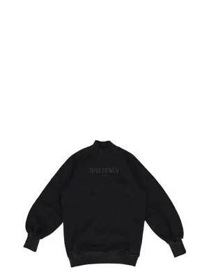 Balmain Logo Embroidered High Neck Sweatshirt - Black