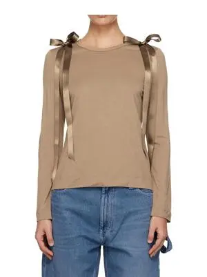 Simone Rocha Bow-detail Long-sleeve T-shirt Toffee