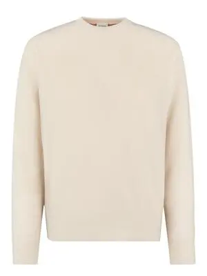 TOD'S Round Neck Cashmere Pullover With Suede Ribbing - White