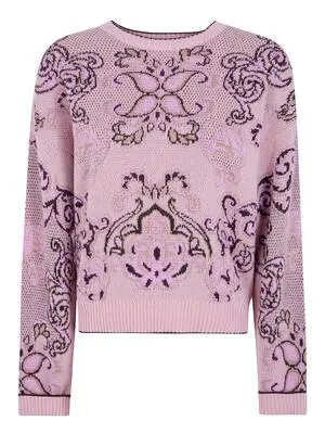 TWINSET TWINSET Patterned Crew Neck Long Sleeve Sweater