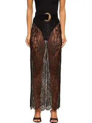 L'Agence Raymonde Lace Maxi Skirt - Black