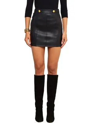 L'Agence Arlena Vegan Leather Mini Skirt - Black