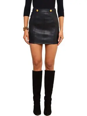 L'Agence Arlena Vegan Leather Mini Skirt - Black