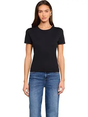 L'Agence Aileen Cotton Crewneck T-shirt - Black