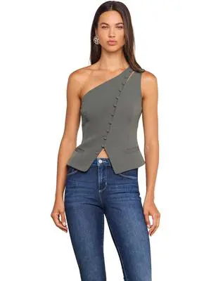 L'Agence Zinnia One-shoulder Top - Ash Olive