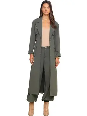 L'Agence Axel Windbreaker Trench - Ash Olive