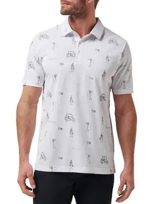 Travis Mathew City Skeleton Print Golf Polo - White