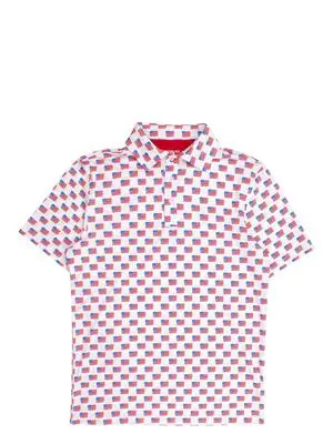 RUGGEDBUTTS Knit Short Sleeve Performance Polo Freedom Flags