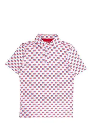 RUGGEDBUTTS Knit Short Sleeve Performance Polo Freedom Flags