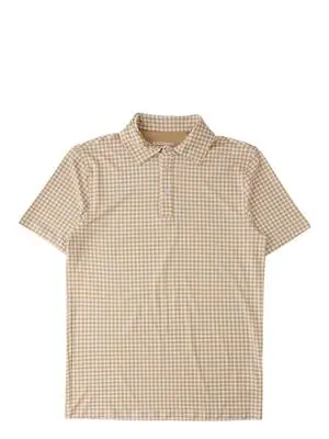 RUGGEDBUTTS Knit Short Sleeve Performance Polo Khaki Micro Gingham