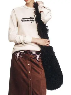 Anna Sui Logo Tees Thermal T-shirt - Oatmeal