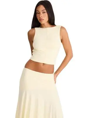 SASHA THERESE Sasha Therese Talia Sleeveless High Neck Open Back Cropped Top