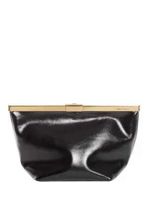 JIMMY CHOO Ganache Leather Clutch - Black/gold