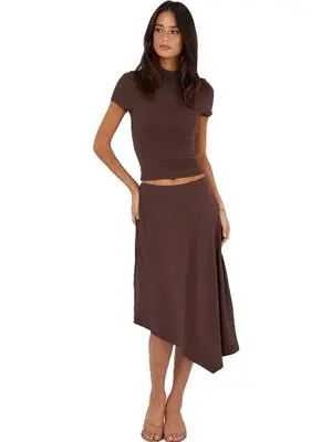 SASHA THERESE Madeleine Midi Skirt - Brown