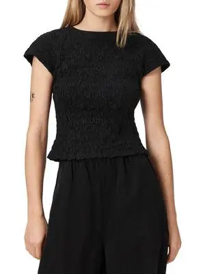 ALLSAINTS Luna Crinkled Cotton Tee - Black