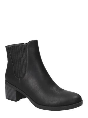 EASY WORKS BY EASY STREET Tulsa Faux Leather Block Heel Ankle Bootie - Black