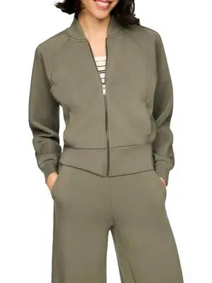 Spanx SPANX® Pintuck Track Jacket With Zip-Up Front And Blade Collar Herb