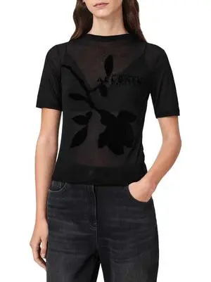 ALLSAINTS Athea Sheer Graphic Tee - Black