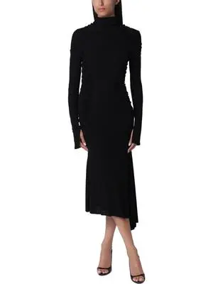 Victoria Beckham Midi High-neck Dress In Viscose - Black