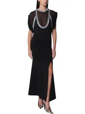 Attico Viscose-blend Dress With Rhinestones - Black
