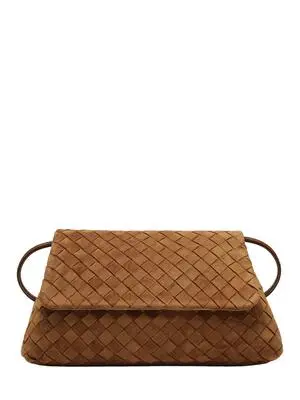 BOTTEGA VENETA Giorno Bag In Amber Intrecciato Suede