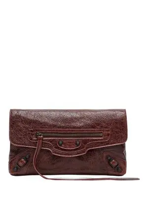Balenciaga Le City Pouch In Merlot Leather Red