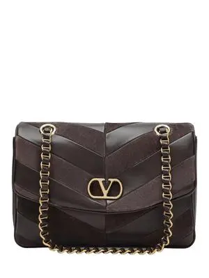 Valentino Garavani Djuna Medium Suede And Nappa Shoulder Bag - Brown