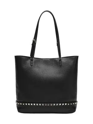Valentino Garavani Rockstud Shopper Bag In Leather - Black